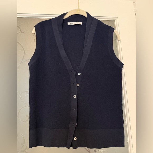 Zara | Tops | Zara Dark Blue Knit Vest | Poshmark
